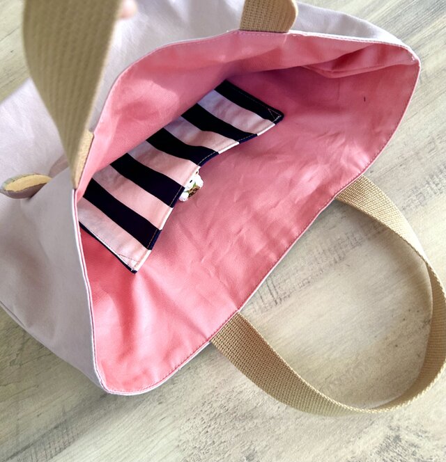 ポケットくまさん☆Lesson bag 【帆布pink】内ポケット付きのコピー | iichi 日々の暮らしを心地よくするハンドメイドやアンティークのマーケットプレイス