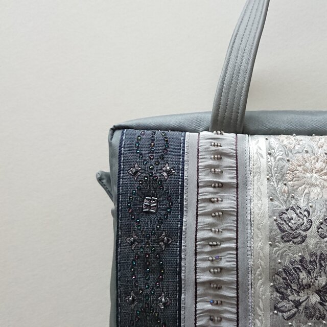 GRAY FRANCE RIBBON TOTE | iichi 日々の暮らしを心地よくするハンドメイドやアンティークのマーケットプレイス