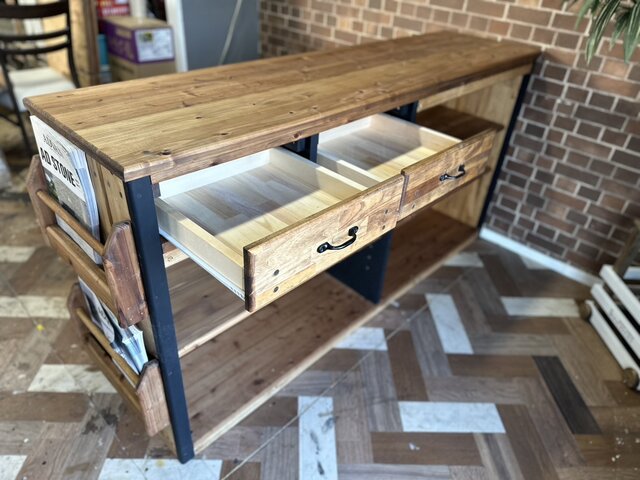 hotaru 受付カウンター レジカウンター キッチンカウンター カウンター 引出し付き 本棚付き ダーク ブラック | iichi 日々の暮らしを心地よくするハンドメイドやアンティークの ...