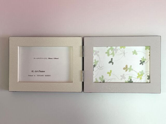 【Sale 50%off】サービスL横ダブルフレーム～カフェオレ＆ストロベリーヌガー～ | iichi 日々の暮らしを心地よくするハンドメイドやアンティークのマーケットプレイス