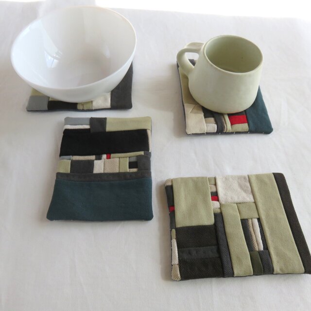 倉敷帆布のコースター 鍋つかみにもなる 4枚セット | iichi 日々の暮らしを心地よくするハンドメイドやアンティークのマーケットプレイス