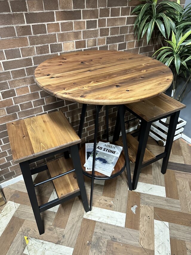 在庫あり 即納 hotaru ハイカウンター 椅子 2脚 セット カフェ BAR セット販売価格 杉材 ダーク アイアンのコピー | iichi 日々の暮らしを心地よくするハンドメイドや ...