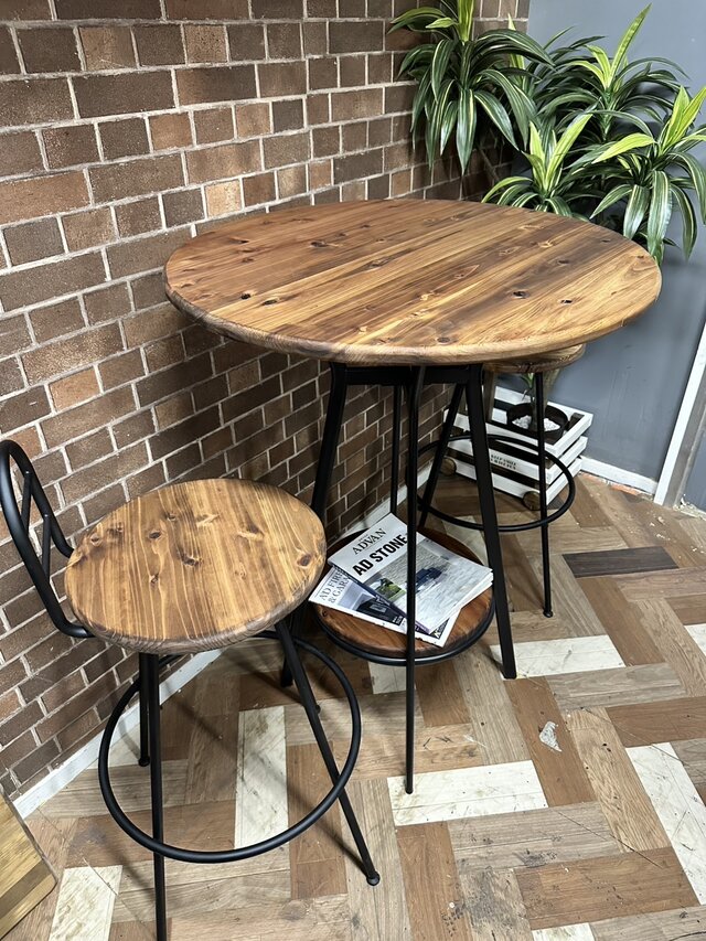 在庫あり 即納 hotaru ハイカウンター 椅子 2脚 セット カフェ BAR セット販売価格 杉材 ダーク アイアンのコピー | iichi 日々の暮らしを心地よくするハンドメイドや ...