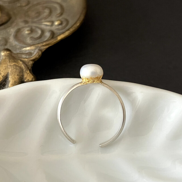 [金彩パール] ring - K22gold*silver | iichi 日々の暮らしを心地よくするハンドメイドやアンティークのマーケットプレイス