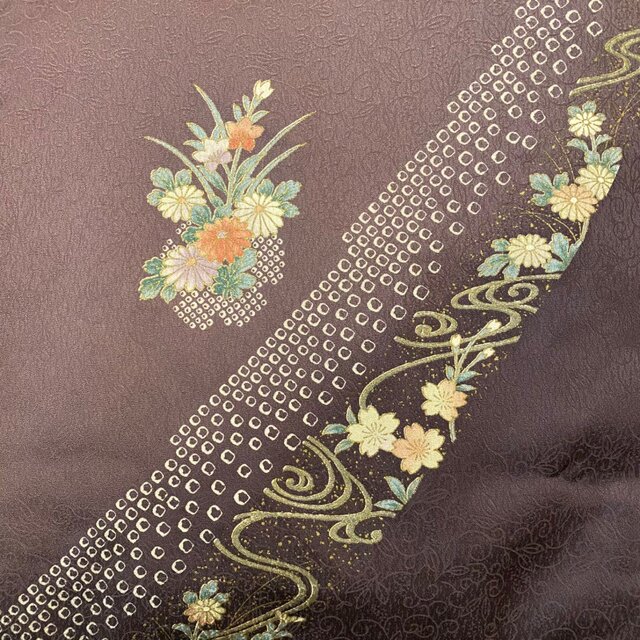 付け下げ着物 リメイク ワンピース ドレス 洗える 化繊 名古屋帯サッシュベルト 和洋折衷 KW-744 | iichi 日々の暮らしを心地よくするハンドメイドやアンティークのマーケットプレイス