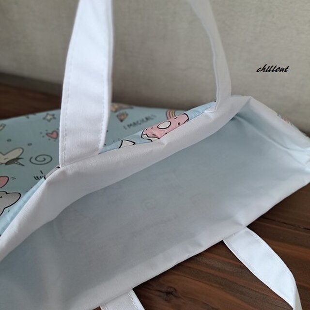 【入園・入学】入園バッグ5点セット：ユニコーン：水色【0790】 | iichi 日々の暮らしを心地よくするハンドメイドやアンティークのマーケットプレイス