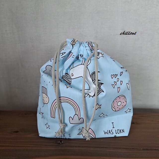 【入園・入学】入園バッグ5点セット：ユニコーン：水色【0790】 | iichi 日々の暮らしを心地よくするハンドメイドやアンティークのマーケットプレイス