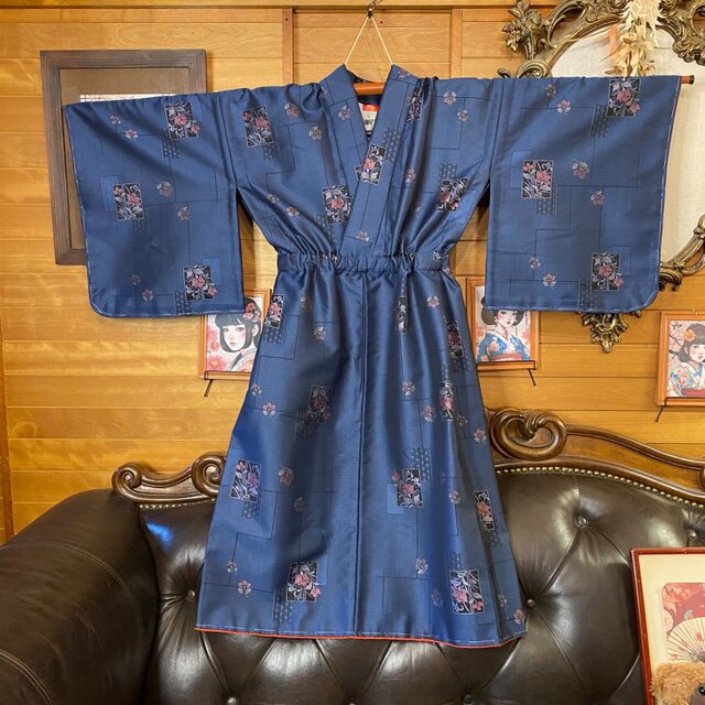 リメイク着物ワンピース アンサンブル 名古屋帯サッシュベルト付き 和洋折衷 ハンドメイド 洗える 化繊 aKW-84 | iichi 日々の暮らしを心地よくするハンドメイドやアンティークの ...