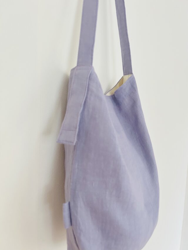 天日干しリネンのワンハンドルbag 薄紫 | iichi 日々の暮らしを心地よくするハンドメイドやアンティークのマーケットプレイス
