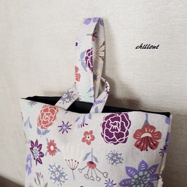 【北欧レトロ】入園バッグ5点セット：花柄：ブルー【0447】 | iichi 日々の暮らしを心地よくするハンドメイドやアンティークのマーケットプレイス