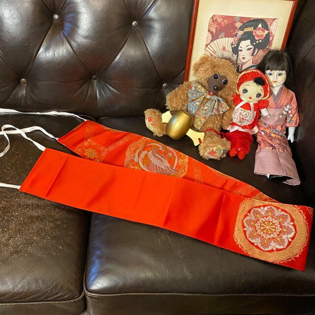 黒留袖 着物 リメイク ロングワンピース ドレス 洗える 化繊 二/2部式お太鼓 袋帯 TKW-62 | iichi 日々の暮らしを心地よくするハンドメイドやアンティークのマーケットプレイス