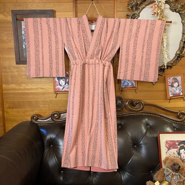 着物リメイク セミロング ワンピース ドレス｜洗える 化繊 名古屋帯サッシュベルト付き｜和洋折衷で叶える KW-796 | iichi 日々の暮らしを心地よくするハンドメイドやアンティークの ...