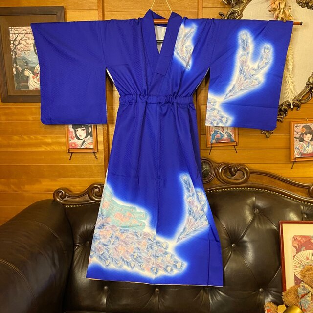 訪問着 着物 リメイク ロング ワンピース ドレス 洗える 化繊 帯サッシュベルト 洗練された和洋折衷スタイル KW-820 | iichi 日々の暮らしを心地よくするハンドメイドや ...