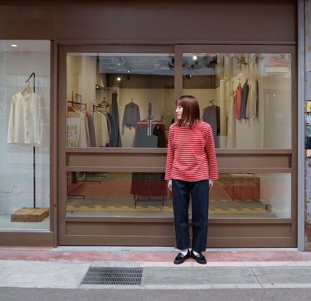 border border long sleeve tee/red | iichi 日々の暮らしを心地よくするハンドメイドやアンティークのマーケットプレイス