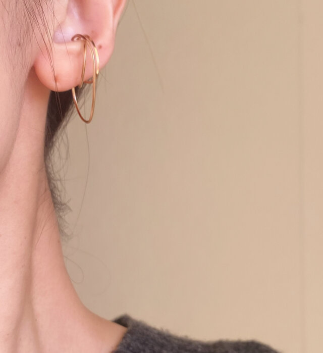 14kgf×silver925 diagonal イヤーカフ 2点セット | iichi 日々の暮らしを心地よくするハンドメイドやアンティークのマーケットプレイス