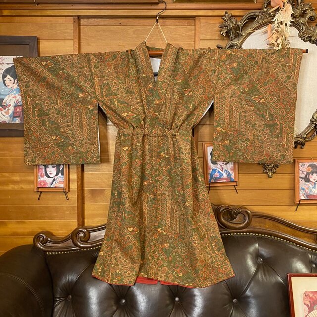 着物リメイク ミニミディ ワンピース＆名古屋帯サッシュベルトセット｜和洋折衷×レトロモダン ドレス 洗える 化繊 KW-849 | iichi 日々の暮らしを心地よくするハンドメイドや ...