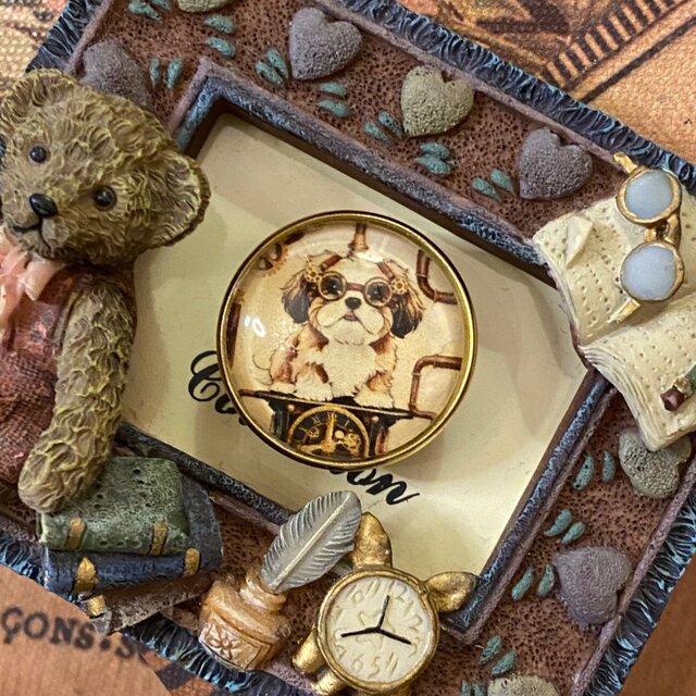 着物 ガラス 帯留め｜和洋折衷のアクセントに シーズーのスチームパンクの幻想と遊び心を纏う小さな世界 GK-16 | iichi 日々の暮らしを心地よくするハンドメイドやアンティークの ...