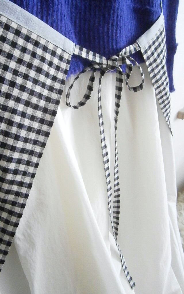 格子柄×RayonLinen tablier | iichi 日々の暮らしを心地よくするハンドメイドやアンティークのマーケットプレイス