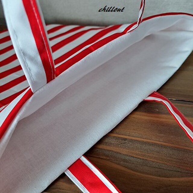 【ストライプ】入園バッグ5点セット：ストライプ×レッド【0674】 | iichi 日々の暮らしを心地よくするハンドメイドやアンティークのマーケットプレイス