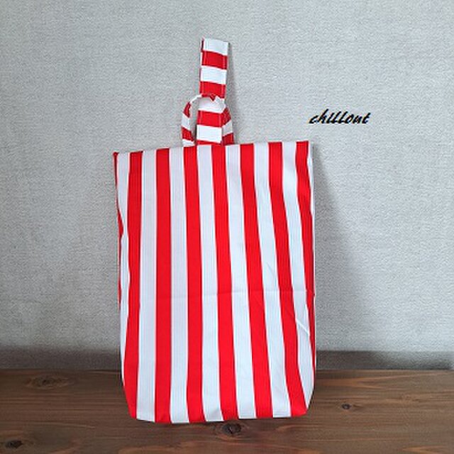 【ストライプ】入園バッグ5点セット：ストライプ×レッド【0674】 | iichi 日々の暮らしを心地よくするハンドメイドやアンティークのマーケットプレイス