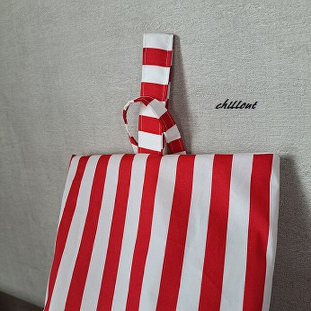 【ストライプ】入園バッグ5点セット：ストライプ×レッド【0674】 | iichi 日々の暮らしを心地よくするハンドメイドやアンティークのマーケットプレイス