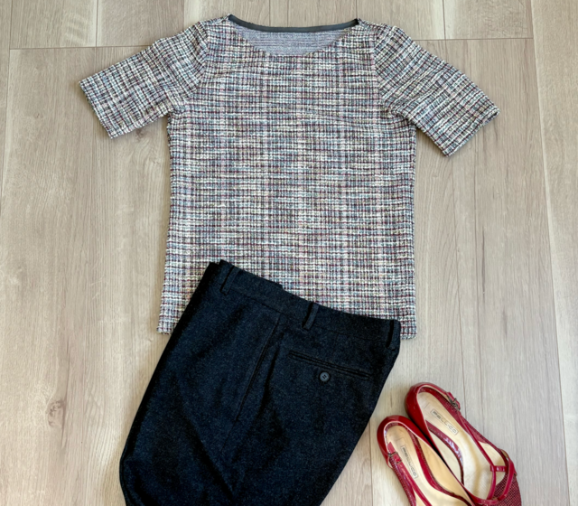 【ツイードライクニット】形にこだわった ボートネックTシャツ【サイズ展開有】 | iichi 日々の暮らしを心地よくするハンドメイドやアンティークのマーケットプレイス