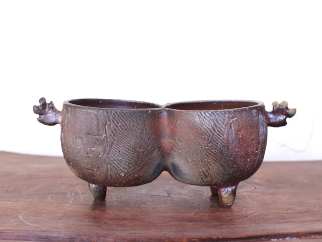 備前焼 植木鉢【受皿付き】 u-067 | iichi 日々の暮らしを心地よくするハンドメイドやアンティークのマーケットプレイス