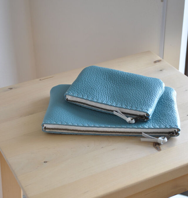 ジップポーチ オールドブルー Lサイズ | iichi 日々の暮らしを心地よくするハンドメイドやアンティークのマーケットプレイス