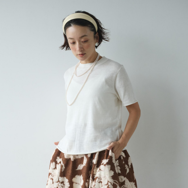 シンプルで上品なコットンリネンニット サマーニット ホワイト 240707-3 | iichi 日々の暮らしを心地よくするハンドメイドやアンティークのマーケットプレイス