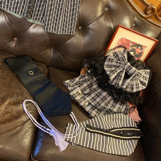 着物 ワンピース ドレス リメイク 重ね衿 襟 帯サッシュベルト 帯バッスル 和洋折衷 洗える 化繊 レトロ 古着 KWS-21 | iichi 日々の暮らしを心地よくするハンドメイドや ...