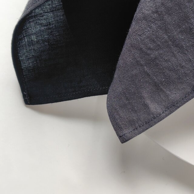 日用品店（布）ベルギーリネンのハンカチ 43cm×43cm 【 黒 】 | iichi 日々の暮らしを心地よくするハンドメイドやアンティークのマーケットプレイス