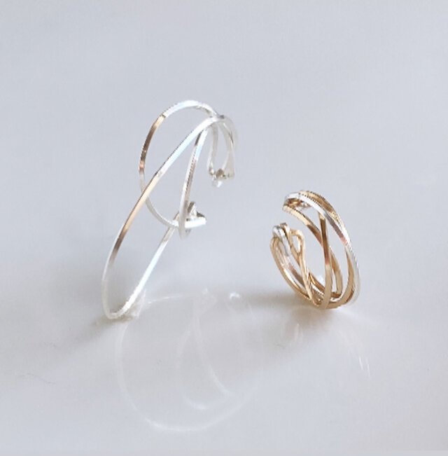 silver925×14kgf diagonal イヤーカフ 2点セット | iichi 日々の暮らしを心地よくするハンドメイドやアンティークのマーケットプレイス