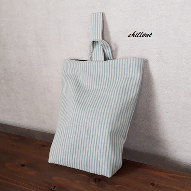 【ストライプ】入園バッグ5点セット：サックスブルー【0497】 | iichi 日々の暮らしを心地よくするハンドメイドやアンティークのマーケットプレイス