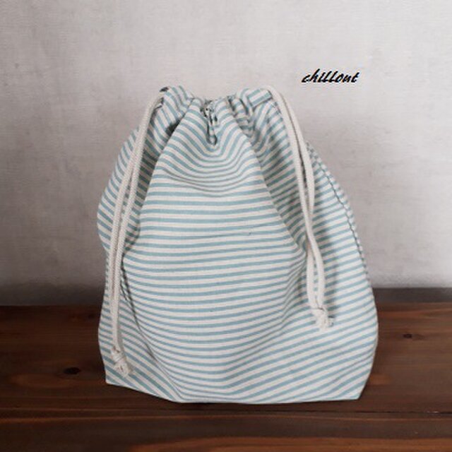 【ストライプ】入園バッグ5点セット：サックスブルー【0497】 | iichi 日々の暮らしを心地よくするハンドメイドやアンティークのマーケットプレイス