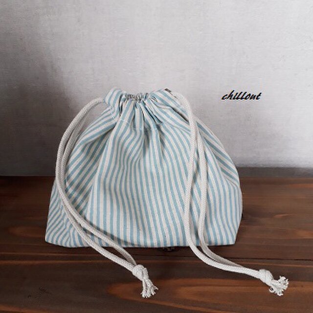 【ストライプ】入園バッグ5点セット：サックスブルー【0497】 | iichi 日々の暮らしを心地よくするハンドメイドやアンティークのマーケットプレイス