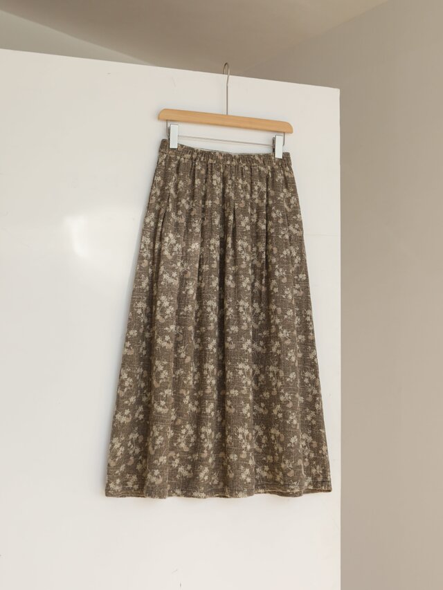 ★サンプルセール 1点のみ★ 043 プリントスカート 裏地付き コットンリネンスカート | iichi 日々の暮らしを心地よくするハンドメイドやアンティークのマーケットプレイス