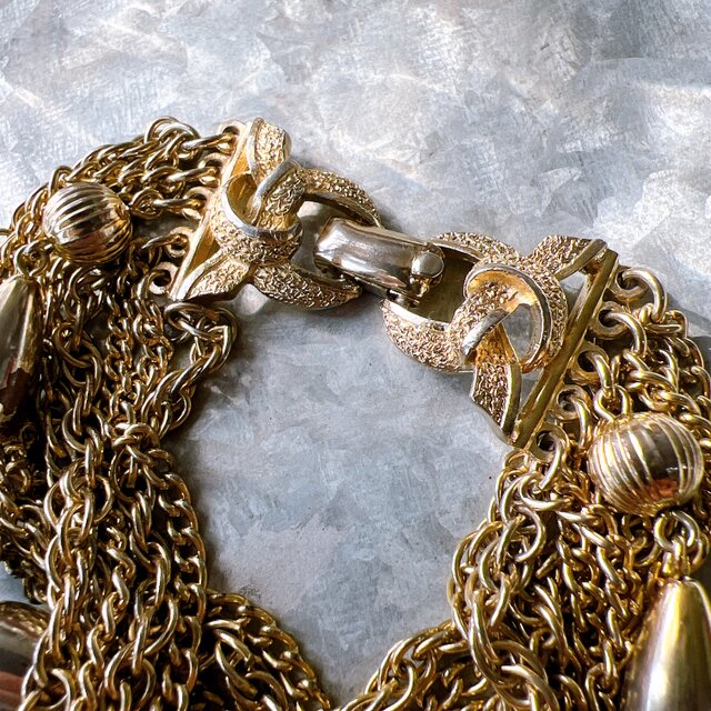 U.S.A. 1970〜80s Gold Tone Metal Beads Lots Chain Bracelet | iichi 日々の暮らしを心地よくするハンドメイドやアンティークの ...