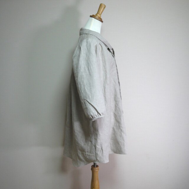 カラーリネン ボウタイチュニックワンピ 七分袖 生成り M・L・LL | iichi 日々の暮らしを心地よくするハンドメイドやアンティークのマーケットプレイス