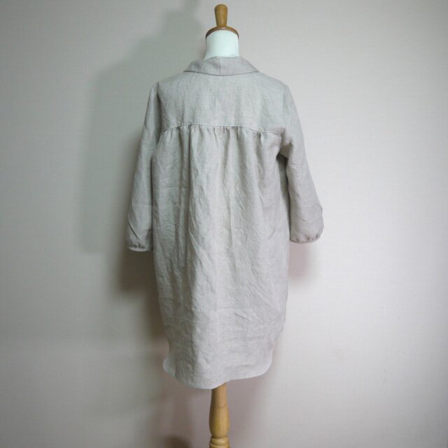 カラーリネン ボウタイチュニックワンピ 七分袖 生成り M・L・LL | iichi 日々の暮らしを心地よくするハンドメイドやアンティークのマーケットプレイス