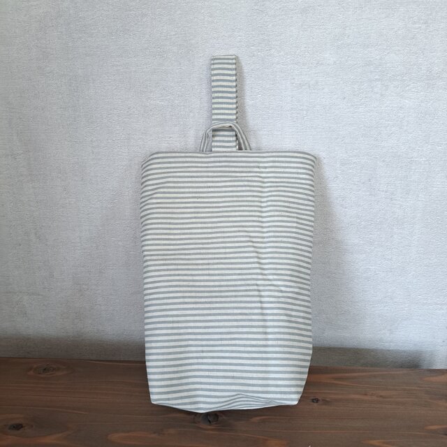 【ストライプ】入園バッグ5点セット：グレー【0659】 | iichi 日々の暮らしを心地よくするハンドメイドやアンティークのマーケットプレイス