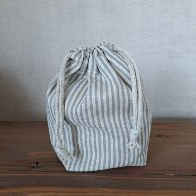 【ストライプ】入園バッグ5点セット：グレー【0659】 | iichi 日々の暮らしを心地よくするハンドメイドやアンティークのマーケットプレイス