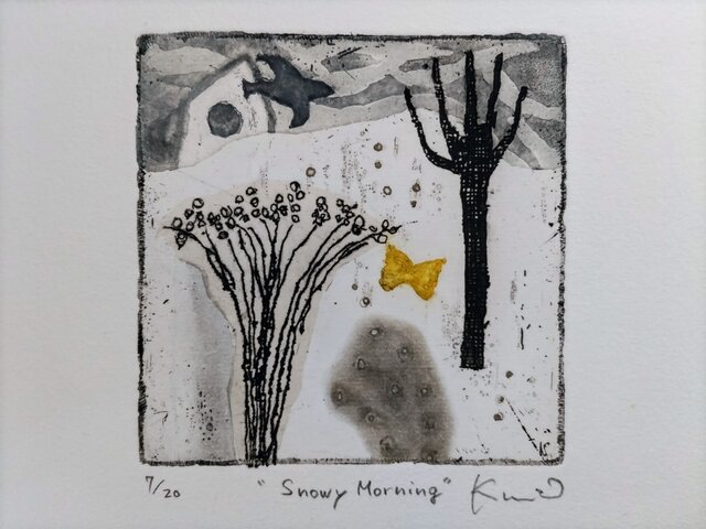 Snowy Morning（シート）／銅版画 | iichi 日々の暮らしを心地よくするハンドメイドやアンティークのマーケットプレイス
