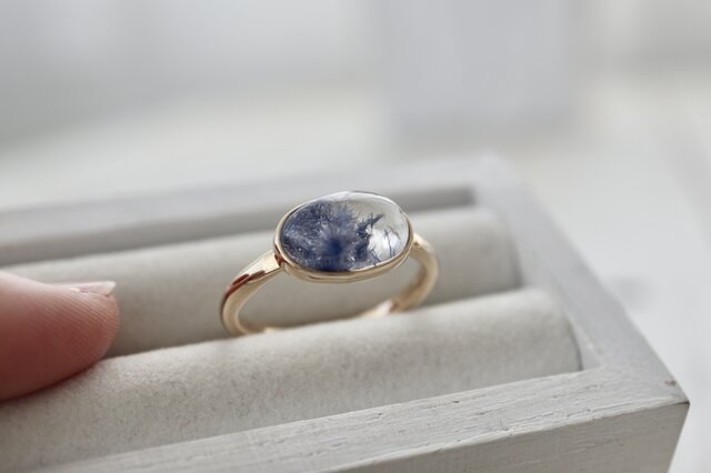 K10[深海庭園dumortierite in quartz]ring | iichi 日々の暮らしを心地よくするハンドメイドやアンティークのマーケットプレイス