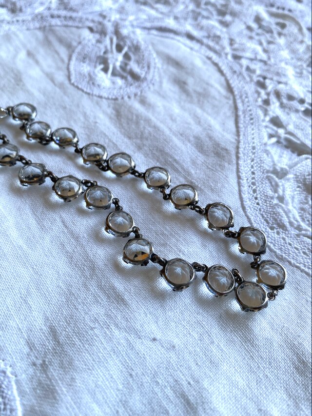 アールデコ クリアグラス リヴィエールネックレス | iichi 日々の暮らしを心地よくするハンドメイドやアンティークのマーケットプレイス