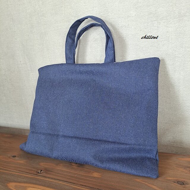 【デニム】レッスンバッグ：インディゴ【0823】 | iichi 日々の暮らしを心地よくするハンドメイドやアンティークのマーケットプレイス