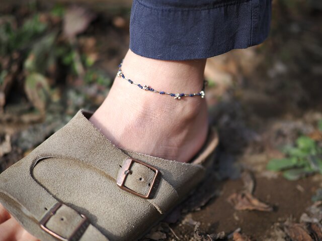 -Lapis lazli・Silver- braid Anklet | iichi 日々の暮らしを心地よくするハンドメイドやアンティークのマーケットプレイス