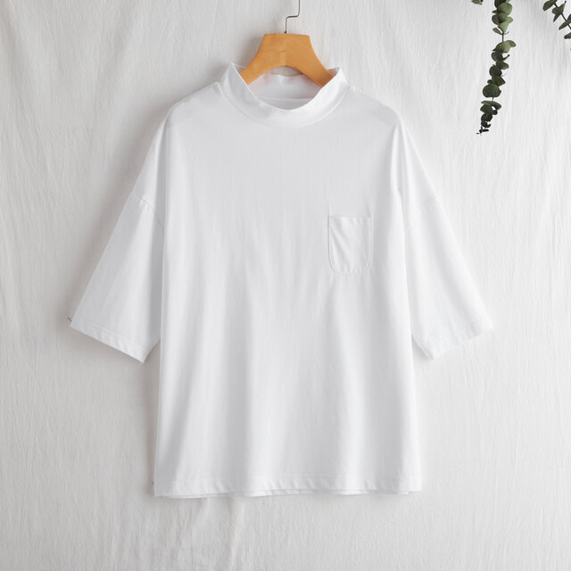 ★サンプルセール 1点のみ★1000円オフ★コットンカットソー ボトルネック7分袖Tシャツ 220601-1(151) | iichi 日々の暮らしを心地よくするハンドメイドやアンティークの ...
