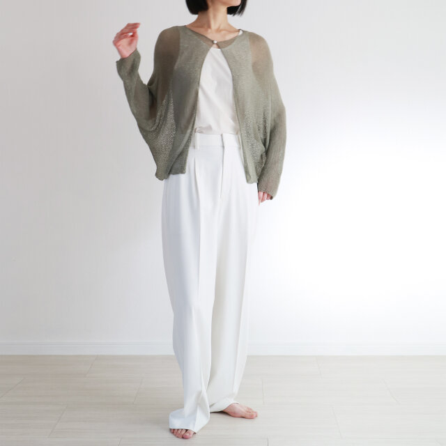 即納 Alyssum[アリッサム] 長袖エアリー・カーディガン / スモーキー・グリーン | iichi 日々の暮らしを心地よくする ...