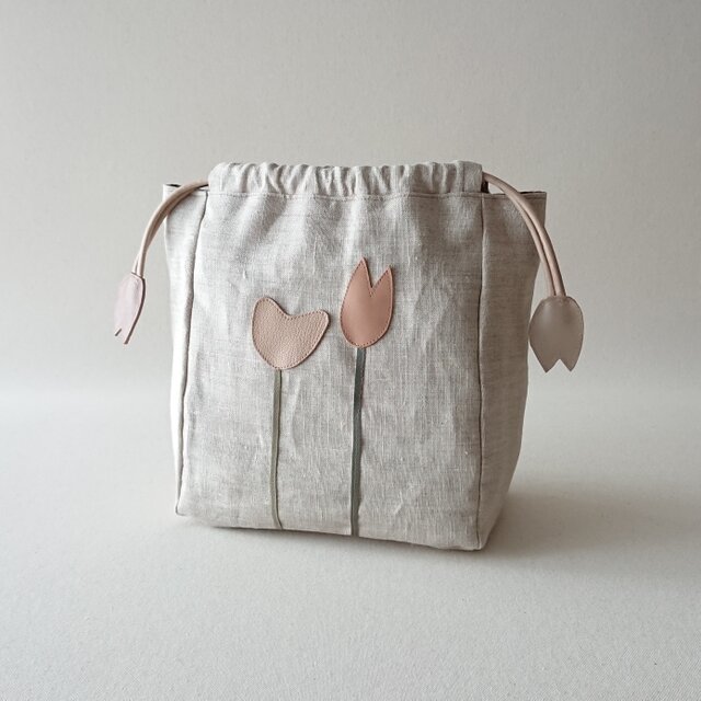 tulip leather 3way tote [ beige / small ] | iichi 日々の暮らしを心地よくするハンドメイドやアンティークのマーケットプレイス