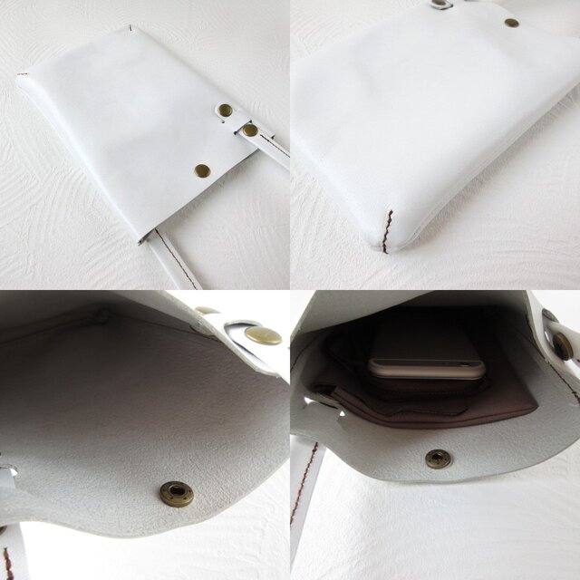 《牛革》2WAY～スリムサコッシュ・ホワイト・ソフトスムースレザー・016 | iichi 日々の暮らしを心地よくするハンドメイドやアンティークのマーケットプレイス